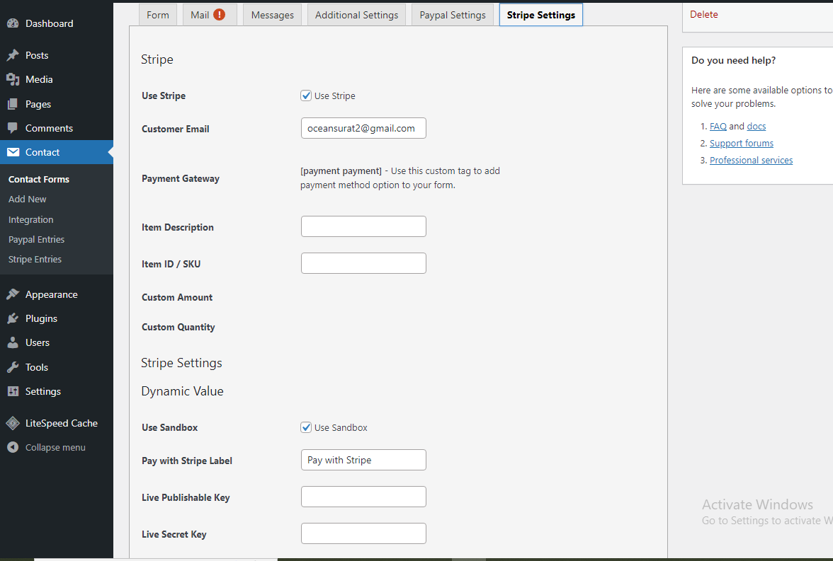How to add Addon Stripe with Contact Form 7 - Plugin999