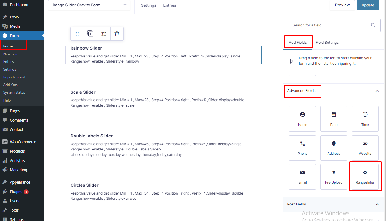 How to use Multiple Range Slider For Gravity Form - Plugin999